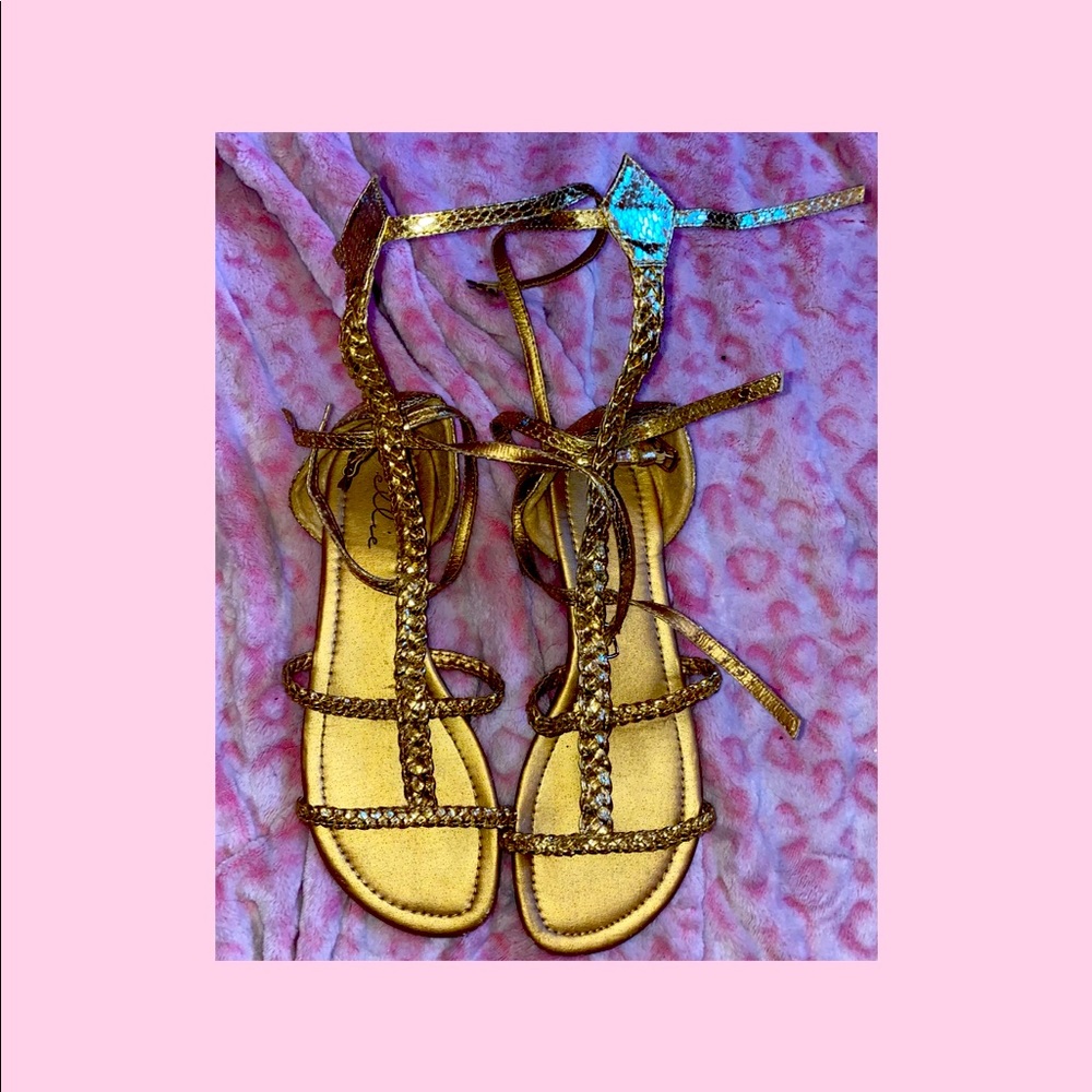 Gold Gladiator Sandals - Gem